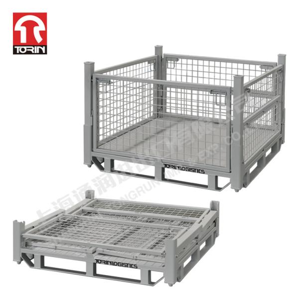 Quality Torin LK14A	Folding Stacked Warehouse Cage Iron Cage Wire Mesh Pallet Container Metal Pallet for sale