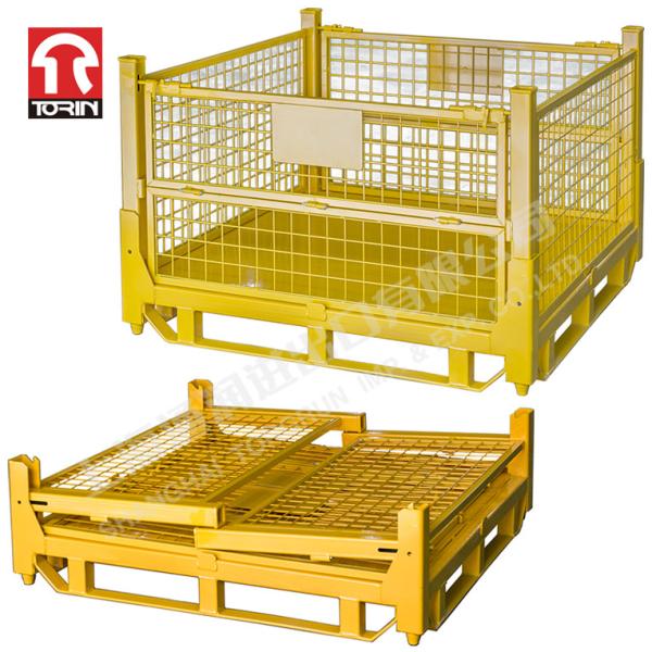 Quality Torin LK01 Folding Semi Open Metal Cage Wire Mesh Pallet Container Metal Pallet for sale