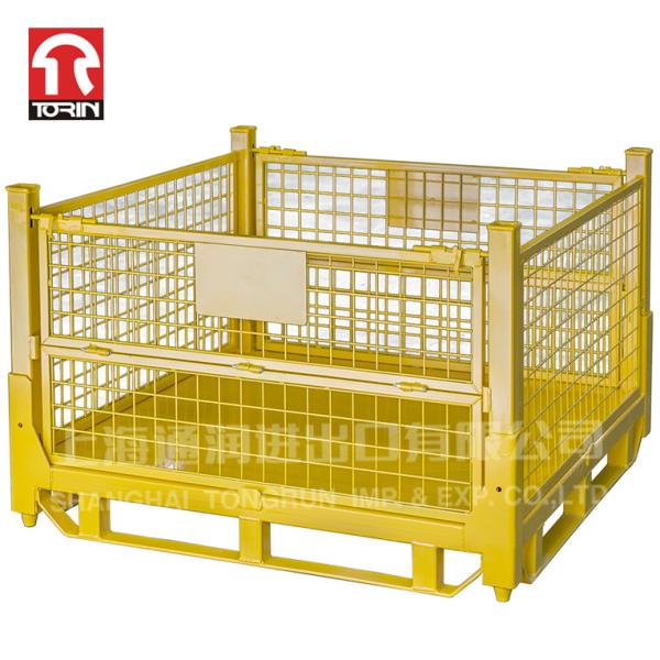 Quality Torin LK01 Folding Semi Open Metal Cage Wire Mesh Pallet Container Metal Pallet for sale