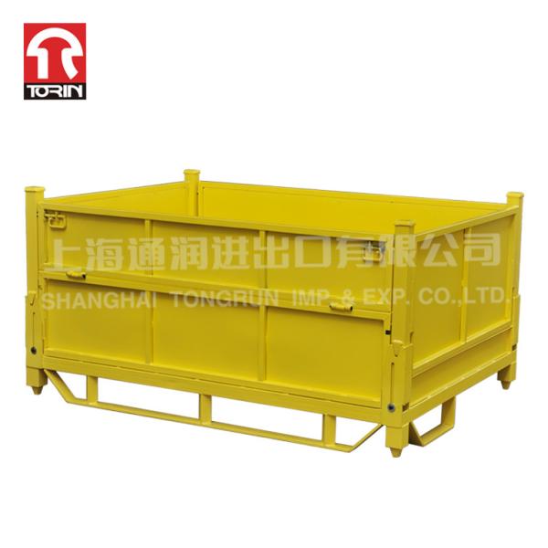 Quality Torin LK53 Folding Stacking Storage Iron Plate Turnover Box Wire Mesh Container for sale