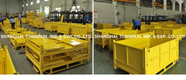 Quality Torin LK53 Folding Stacking Storage Iron Plate Turnover Box Wire Mesh Container for sale