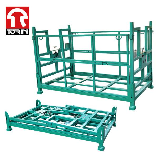 Quality Torin DZ581 Folding Stackable Half Open square Pipe Box Wire Mesh Pallet Container Metal Pallet for sale