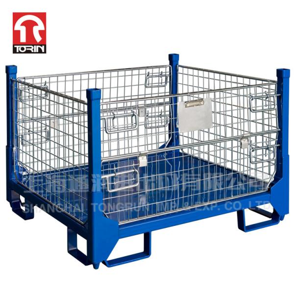 Quality Torin LK48 Folding Semi Open Steel Wire Cage Wire Mesh Pallet Container Metal for sale