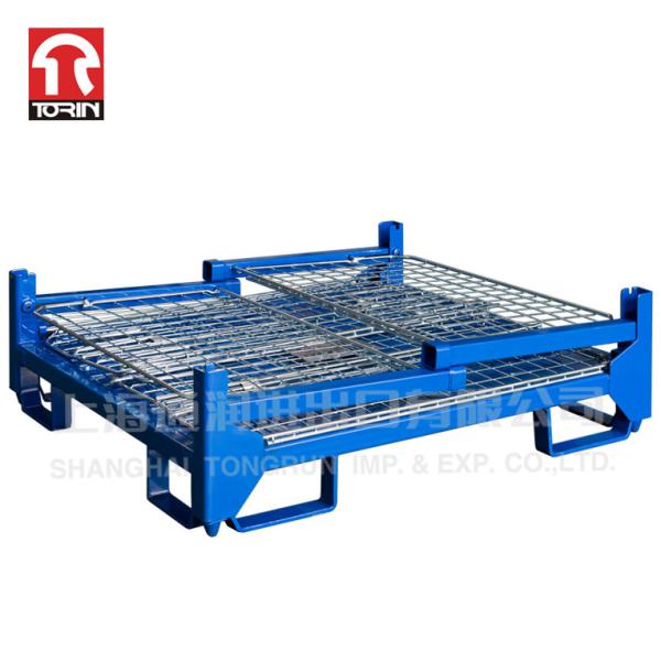 Quality Torin LK48 Folding Semi Open Steel Wire Cage Wire Mesh Pallet Container Metal for sale