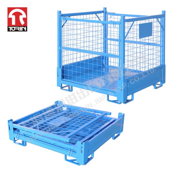 Quality Torin LK21 Folding Stackable Half Open square Pipe Box Wire Mesh Pallet for sale