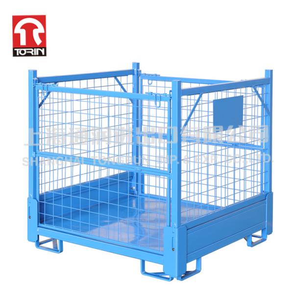 Quality Torin LK21 Folding Stackable Half Open square Pipe Box Wire Mesh Pallet for sale