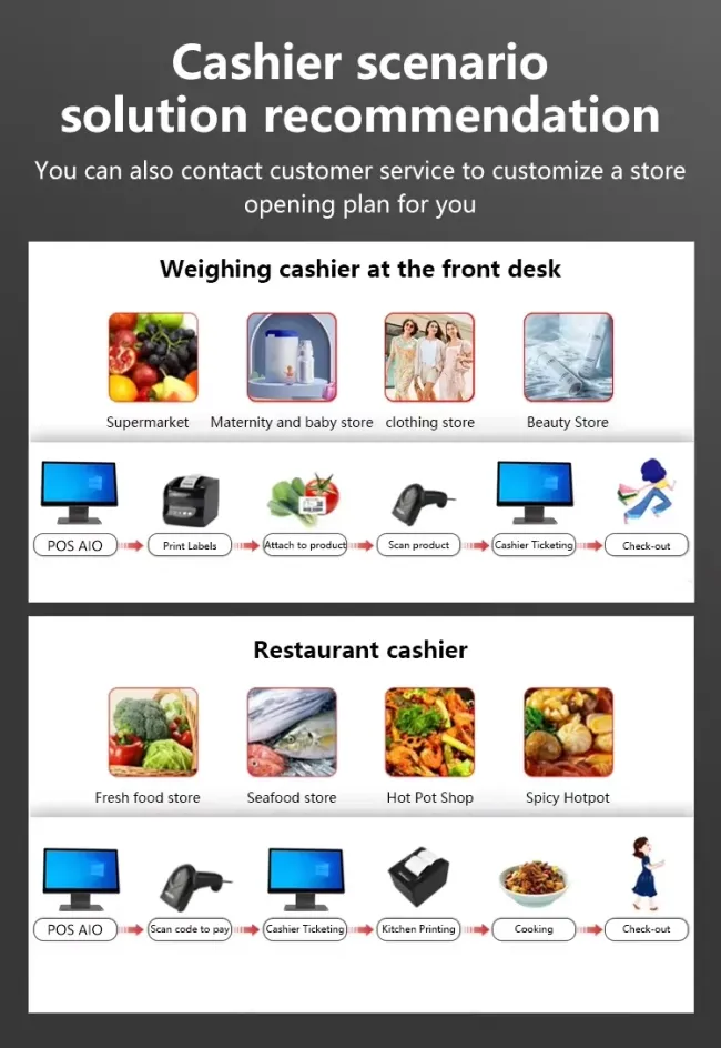 Wholesale 15.6inch Win10/11 Linux Android Dual Screen POS System All in One POS Machine Retail POS Cash Register for Restaurants