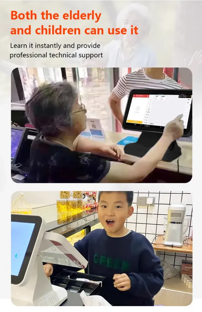 OEM 15.6 Inch All-in-One POS Terminal Capacitive Touch POS Machine with 8-Bit Customer Display for Cash Register Operations