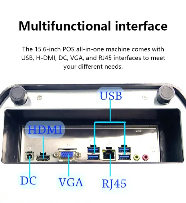 OEM 15.6 Inch All-in-One POS Terminal Capacitive Touch POS Machine with 8-Bit Customer Display for Cash Register Operations