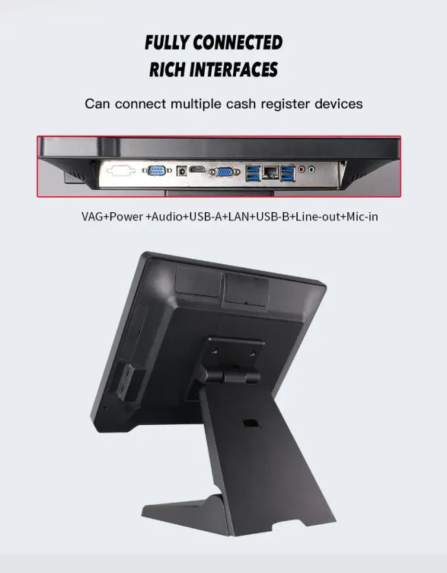 Single Screen Folding All-in-One 15.1 Inch LCD Touch POS Terminal WiFi 2+32g Cash Register Desktop POS Ordering
