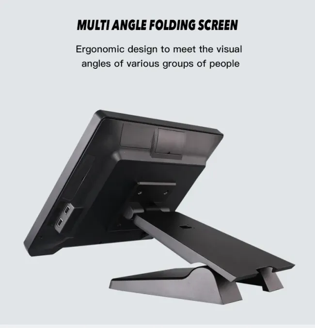 Single Screen Folding All-in-One 15.1 Inch LCD Touch POS Terminal WiFi 2+32g Cash Register Desktop POS Ordering