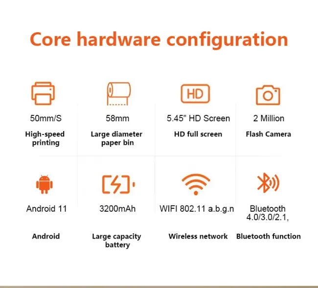 Portable 5.45inch Mobile Handheld Android System POS Machine Cash Register POS Terminal 4G WiFi NFC Reader Online Payment Printer Barcode Scanner for Retail