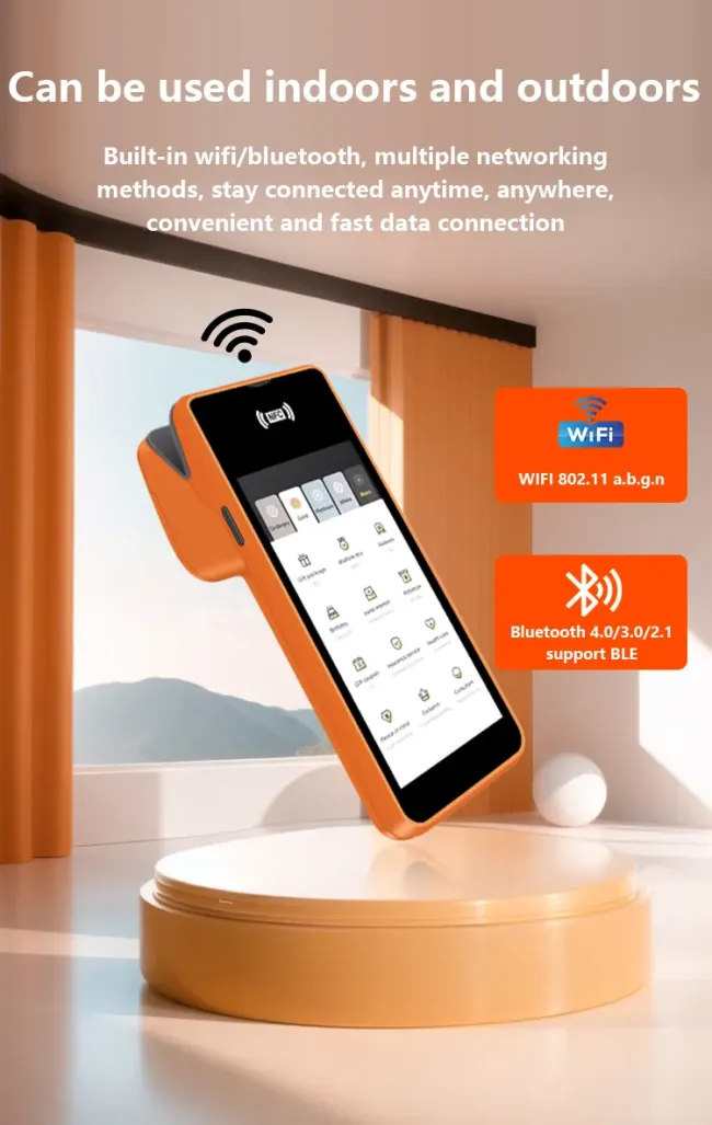 Portable 5.45inch Mobile Handheld Android System POS Machine Cash Register POS Terminal 4G WiFi NFC Reader Online Payment Printer Barcode Scanner for Retail