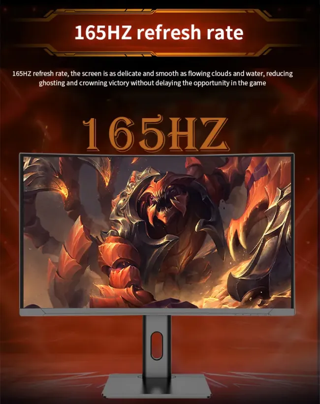 27&quot; FHD Qhd 1K 1080P 2K 60Hz 75Hz 100Hz Curved Gaming Monitor Home Office Screen LCD IPS Panel LED RGB Display Desktop PC Computer Monitors Height Adjustable