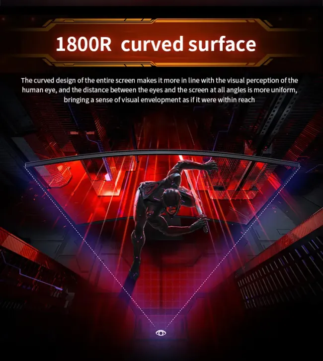 27&quot; FHD Qhd 1K 1080P 2K 60Hz 75Hz 100Hz Curved Gaming Monitor Home Office Screen LCD IPS Panel LED RGB Display Desktop PC Computer Monitors Height Adjustable