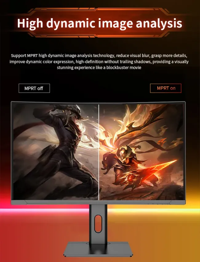 27&quot; FHD Qhd 1K 1080P 2K 60Hz 75Hz 100Hz Curved Gaming Monitor Home Office Screen LCD IPS Panel LED RGB Display Desktop PC Computer Monitors Height Adjustable