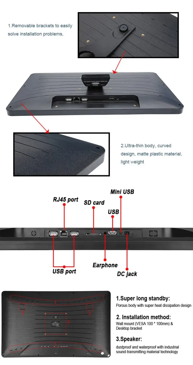 Factory Direct Sell 10 13.3 14 15.6 21.5 24 32 Inch Android 14 Tablet PC IPS Screen Tablet Wall Mounting Tablet PC