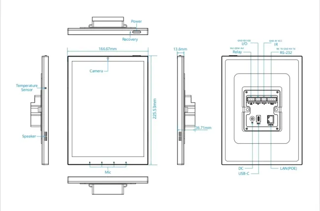 SMT97 9.7 Inch Android 13 1536*2048 Smart Home Automation Tablet All-in-One with Rk3566 Quad-Core for Smart Home