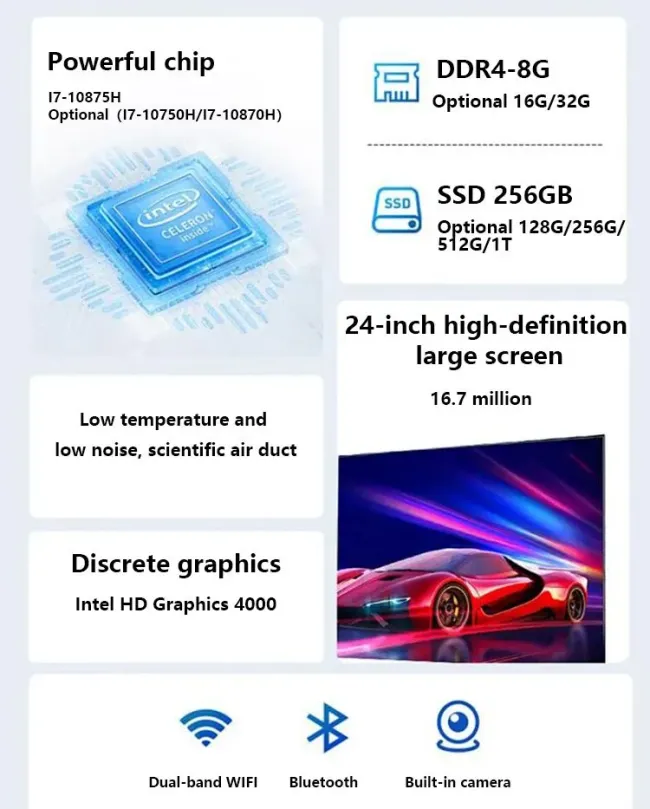 OEM 24&quot; Touchscreen I3 I5 I7 All in One Computer for Business Office 16GB RAM Win10 Win11 Indoor Outdoor Aio PC Monoblock