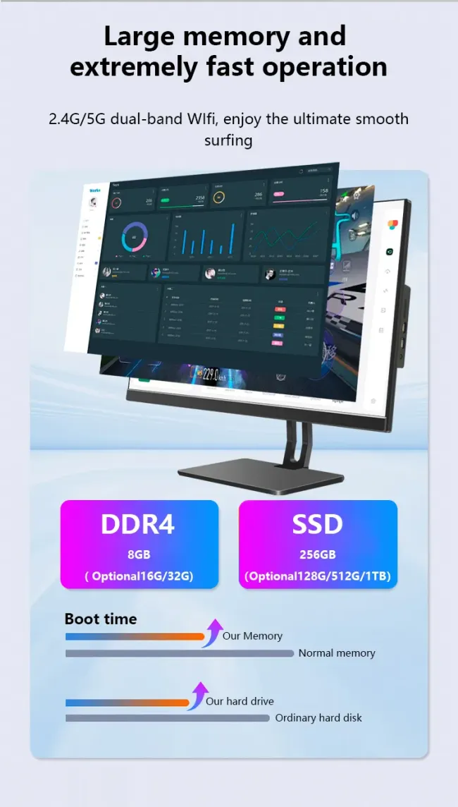 OEM 24&quot; Touchscreen I3 I5 I7 All in One Computer for Business Office 16GB RAM Win10 Win11 Indoor Outdoor Aio PC Monoblock