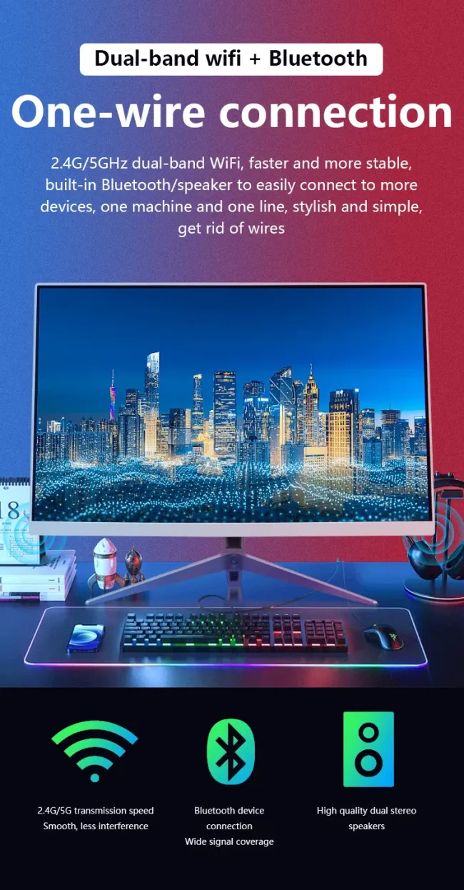 2025 Brand New 24inch in-Tel Processors Core I7 I9 Gamer OEM All in One Gaming PC Computers Desktop Computer for Student Company