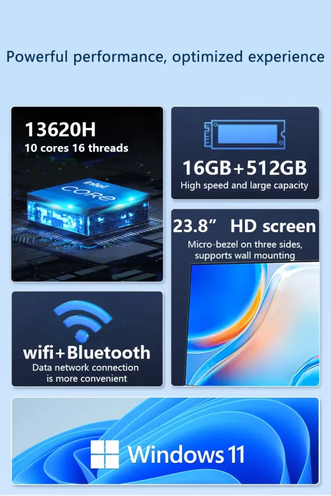 OEM All in One Desktop Computer with 23.8&prime;&prime; 27&prime;&prime; LCD Display Windows Core I5 I7 Deaktop PC
