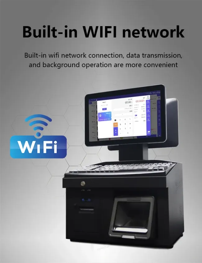 14 Inch All-in-One POS System Full Cash Register Touch Screen Machine with Scanner for POS Systems