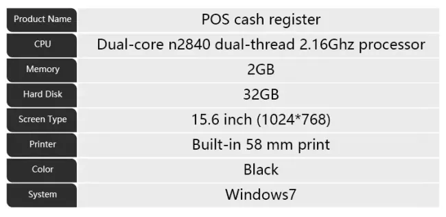 Latest Design 15.6 Inch Win 10/11/Linux/Android Point of Sales Systems Payment Cashier POS System Cash Register All in One POS