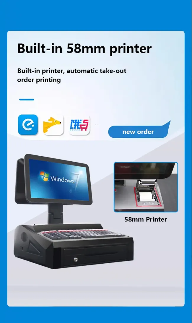 Latest Design 15.6 Inch Win 10/11/Linux/Android Point of Sales Systems Payment Cashier POS System Cash Register All in One POS