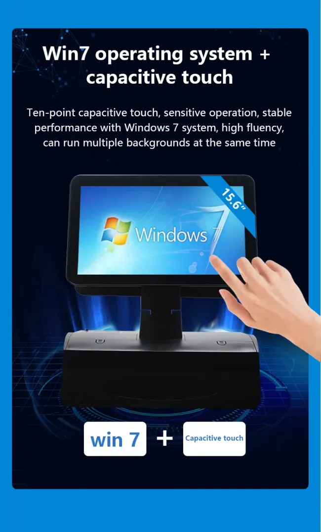 Latest Design 15.6 Inch Win 10/11/Linux/Android Point of Sales Systems Payment Cashier POS System Cash Register All in One POS