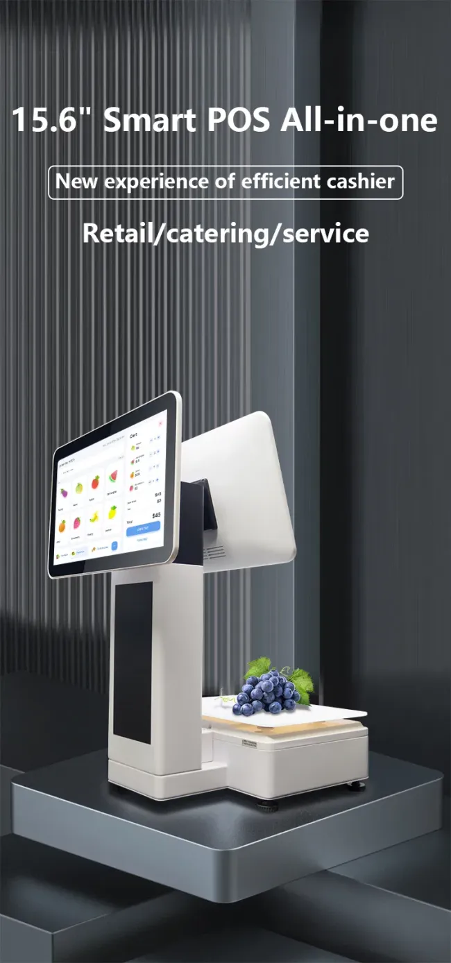 OEM Dual Screen Touch POS System with New Ai Digital electronic Weight Scale Electronic Cash Register and Fruit Weighing Printer