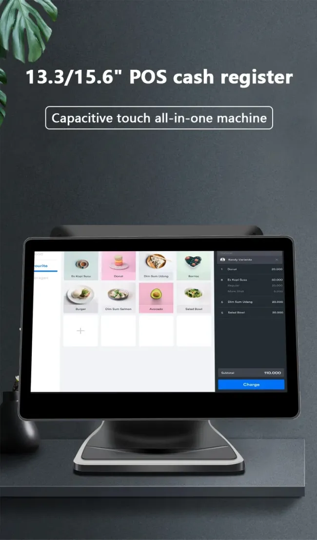 Foldable 15.6 Inch Dual Touch Screen POS System Terminal Win Dows Cash Register for Restaurant &amp; Retail Shop Intel I3