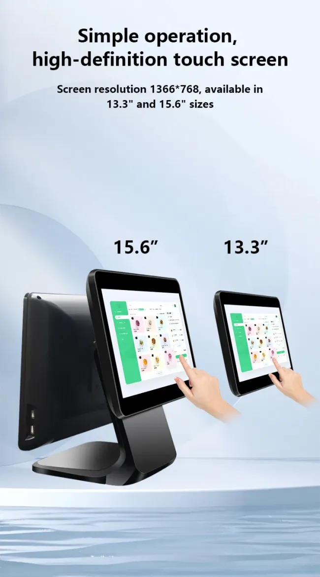 Foldable 15.6 Inch Dual Touch Screen POS System Terminal Win Dows Cash Register for Restaurant &amp; Retail Shop Intel I3