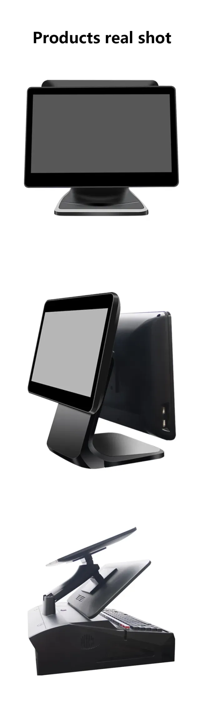 Foldable 15.6 Inch Dual Touch Screen POS System Terminal Win Dows Cash Register for Restaurant &amp; Retail Shop Intel I3
