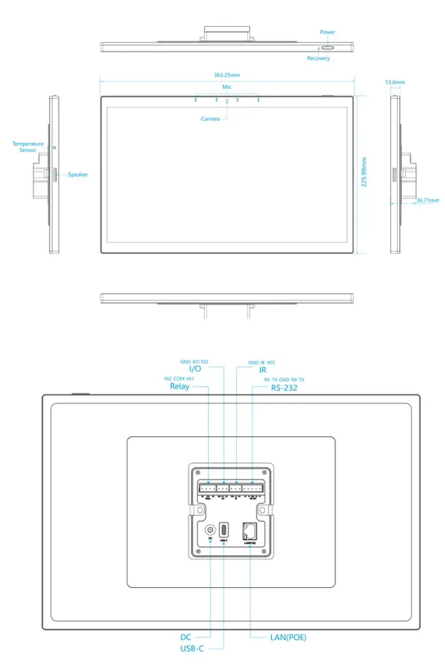 15.6 Inch Intelligent Wall Mounted Automation Tablet IPS Control Panel Rk3566 Touch Screen Tablet All-in-One Smart Home Device