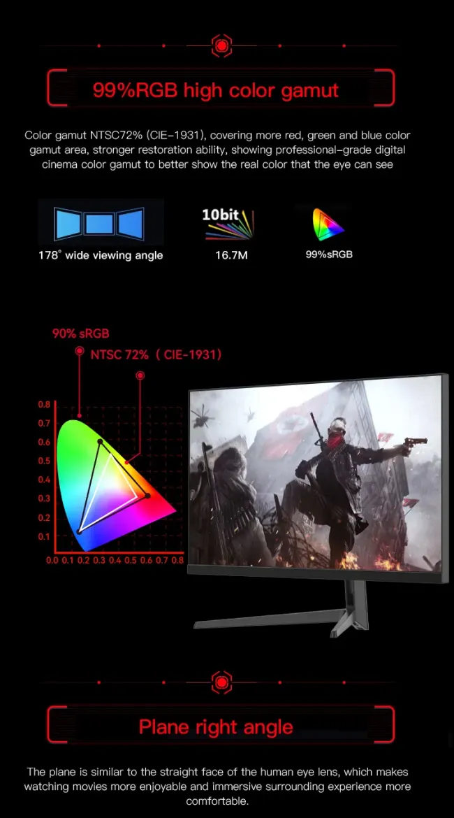High Performance 29 Inch 2K Gaming Monitor RGB Lighting Wide Screen with 100Hz Refresh Rate for Gamers