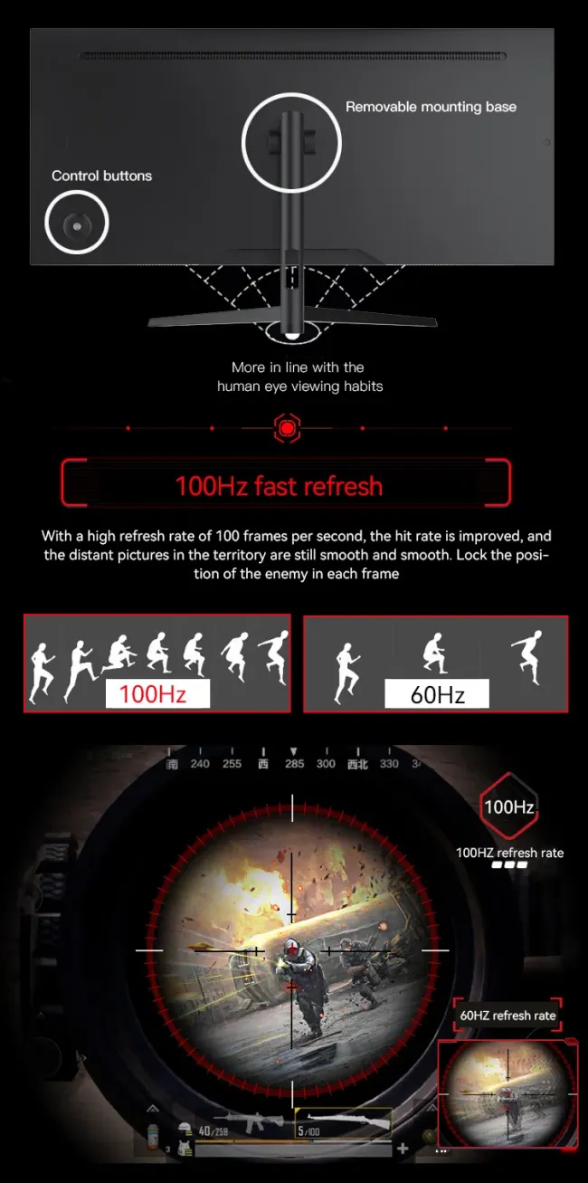 High Performance 29 Inch 2K Gaming Monitor RGB Lighting Wide Screen with 100Hz Refresh Rate for Gamers