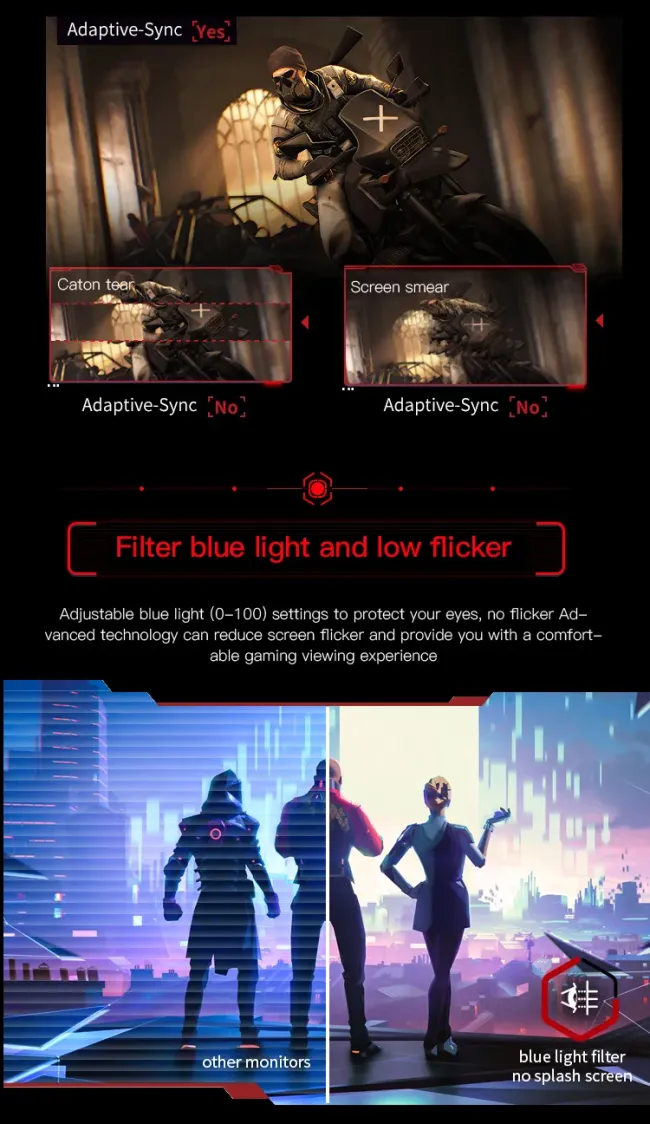 High Performance 29 Inch 2K Gaming Monitor RGB Lighting Wide Screen with 100Hz Refresh Rate for Gamers