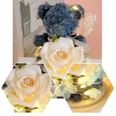 Cina Decorazione creativa Muschio rosa copertura di vetro orso Fiore eterno per il festival di nozze in vendita