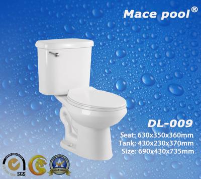China Two Piece Toilets with Siphonic Flushing S-Trap Roughing in (DL-009) for sale