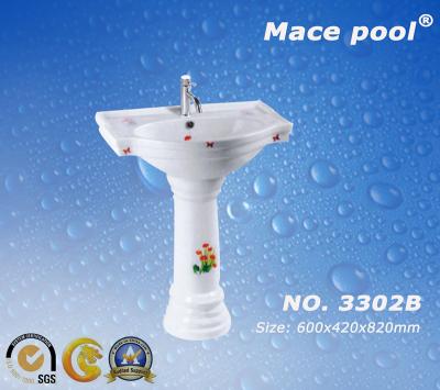 China Floor Standing Bathroom Ceramic One Piece Pedestal Basin (3302B) for sale