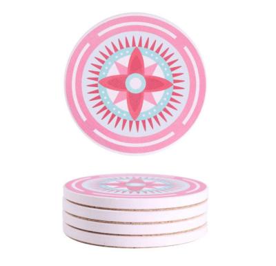 China Logo DIY Beautiful Style Ceramic  Cup Coaster Ceramic Coaster for sale