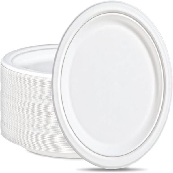 Quality NEW Environmentally Strong Bagasse Plates Disposable Super Rigid Biodegradable For Picnic Party BBQ for sale