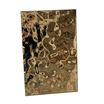 China 316 Water Ripple Sheet 4x8 3d Design Panel Gold Mirror Stainless Steel Plate for sale