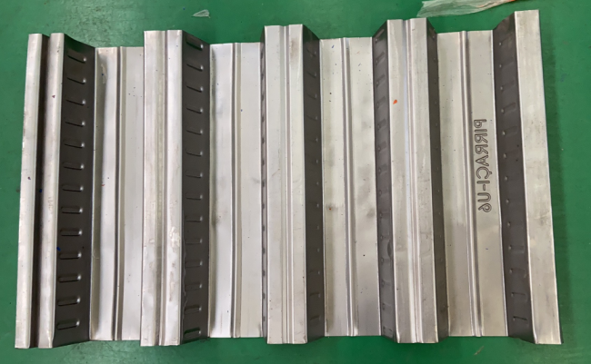 Metal decking with the logo punched 