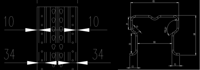 Drawing profile of upright machine 