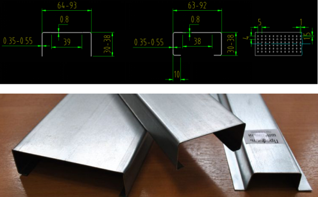 drawing profile of stud and track machine
