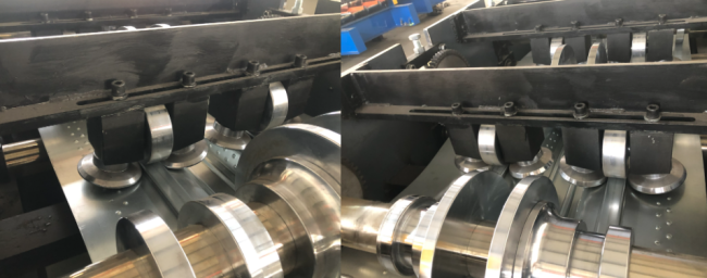 Composite metal floor decking side rollers part