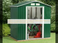 Outdoor Storage Steel Garden Shed with Sliding Door, Metal Tool Storage Shed for Backyard, Lawn, Green