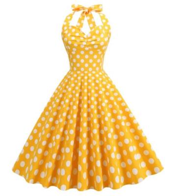 Cina Vestito adatto esile con stringhe dal corsetto del collo di Retro Polka-Dot Halter del produttore di abbigliamento di piccola quantità in vendita